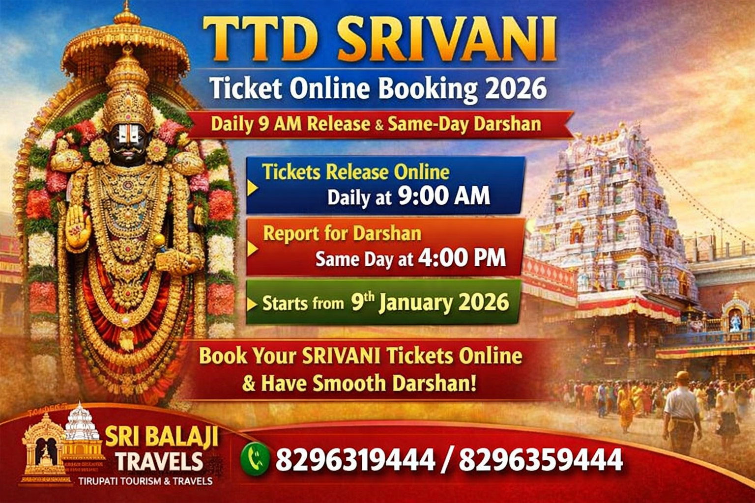 TTD SRIVANI Ticket Online Booking 2026: Daily 9 AM Release & Same-Day ...